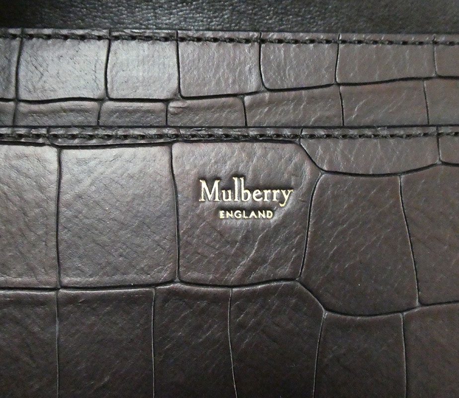 Mulberry black iridescent embossed croc print leather large darley ...