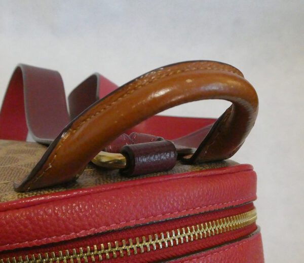 Coach red pebbled leather & colourblock signature canvas carrie ...